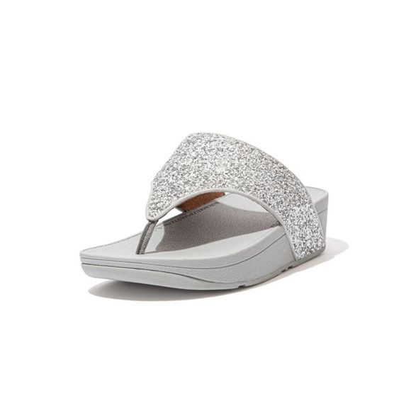 Fitflop | Shoes | Fit Flop Womens Silver Glitter Olive Wedge Slip On ...